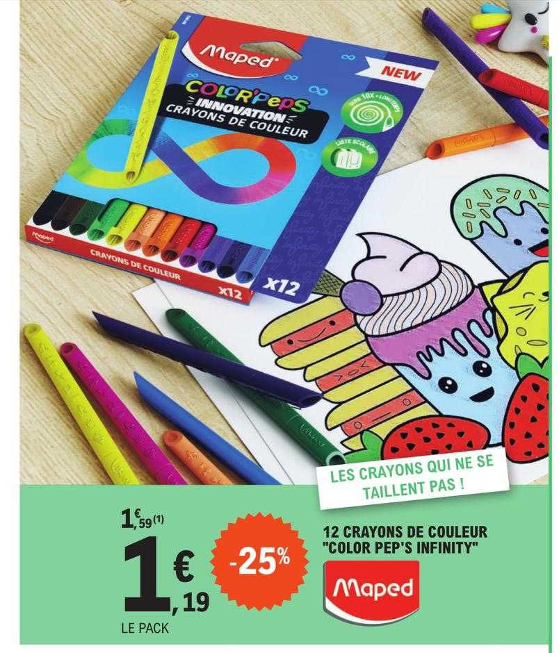 Promo 12 Crayons De Couleur "color Pep's Infinity" Maped chez E.Leclerc ...