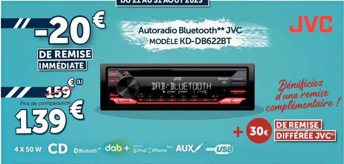 Promo Autoradio Bluetooth Jvc Modèle Kd-db622bt chez Roady - iCatalogue.fr