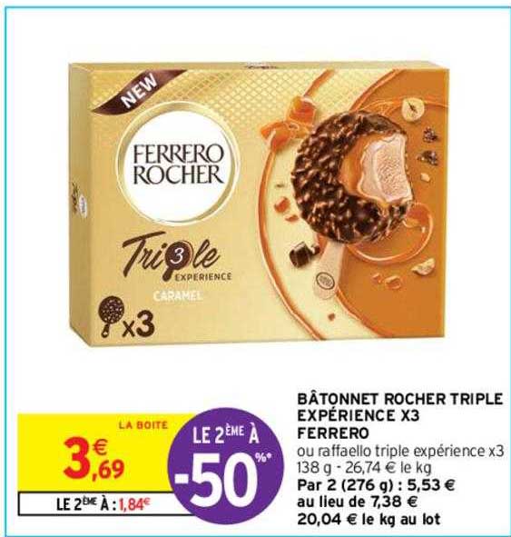 Promo Bâtonnet Rocher Triple Expérience X 3 Ferrero chez Intermarché ...