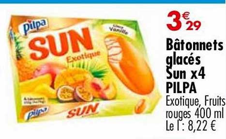 Promo Bâtonnets Glacés Sun X 4 Pilpa chez Carrefour Market - iCatalogue.fr
