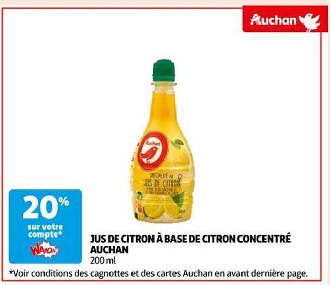 Promo Jus De Citron à Base De Citron Concentré Auchan chez Auchan ...