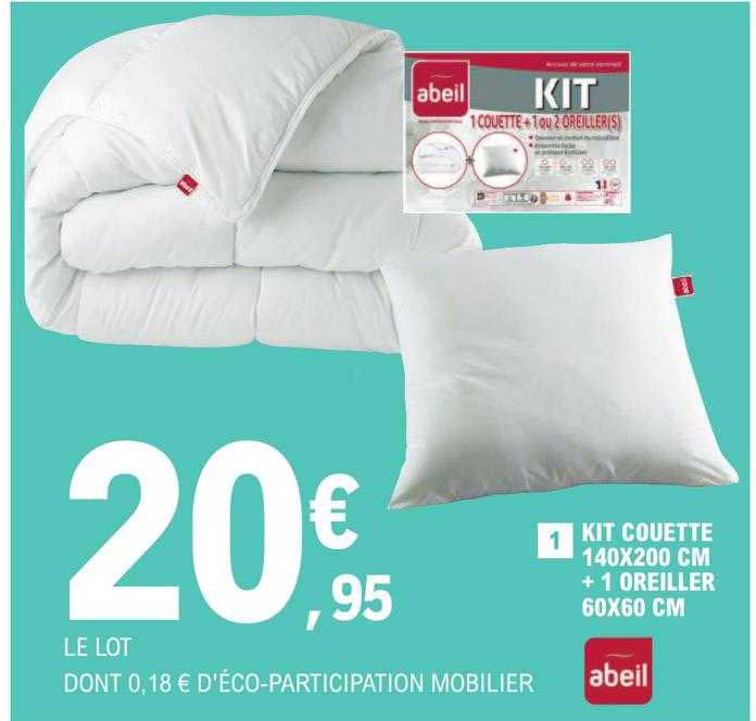 Promo Kit Couette 140 X 200 Cm + 1 Oreiller 60 X 60 Cm Abeil chez E ...