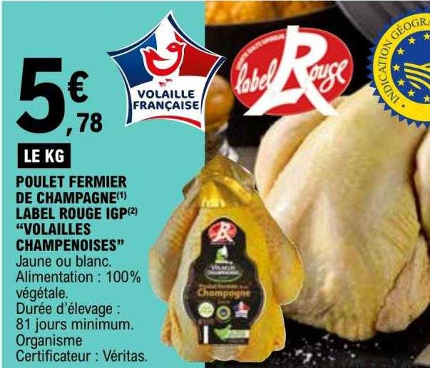 Promo Poulet Fermier De Champagne Label Rouge Igp "volailles ...