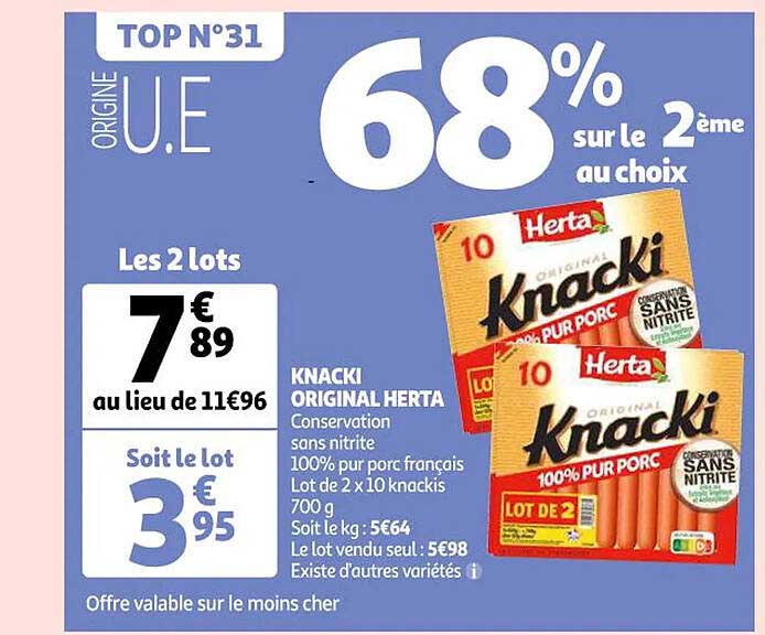 Promo Knacki Original Herta chez Auchan - iCatalogue.fr