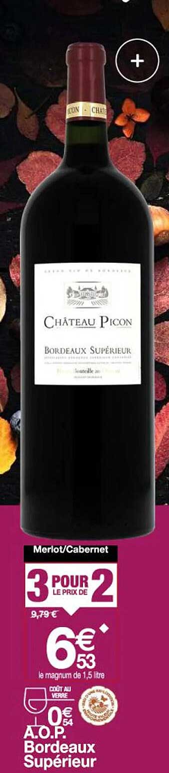 Promo Bordeaux Supérieur Aop 2020 Château Du Grava chez Auchan - iCatalogue.fr