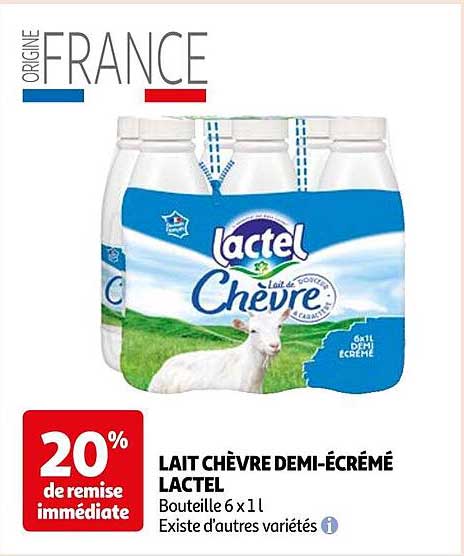 Promo Lait Chèvre Demi-écrémé Lactel chez Auchan - iCatalogue.fr