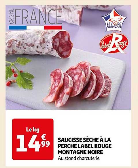 Promo Saucisse Sèche à La Perche Label Rouge Montagne Noire chez Auchan - iCatalogue.fr