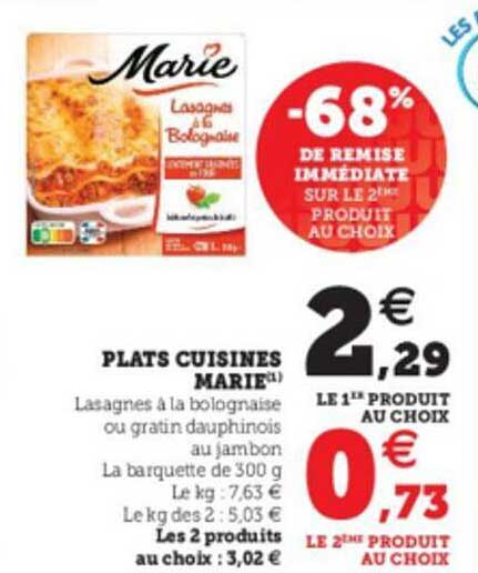 Promo Plats Cuisinés Marie chez Super U - iCatalogue.fr
