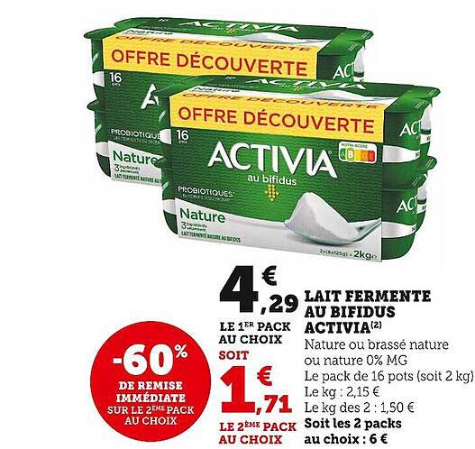 Promo Lait Fermenté Au Bifidus Activia -60% De Remise Immédiate Sur Le ...