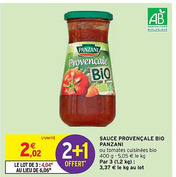 Promo Sauce Provençale Bio Panzani chez Intermarché Express - iCatalogue.fr