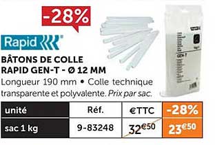 Promo Bâtons De Colle Rapid Gen-t - ø 12 Mm Rapid chez Le Géant des ...