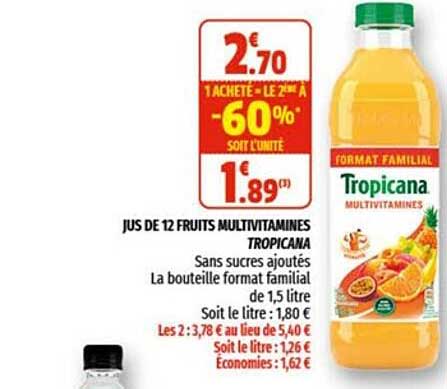 Promo Jus De 12 Fruits Multivitamines Tropicana chez Coccinelle Express ...