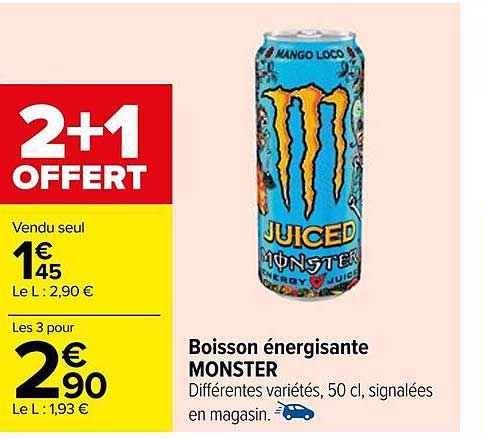 Promo Boisson énergisante Monster chez Carrefour - iCatalogue.fr
