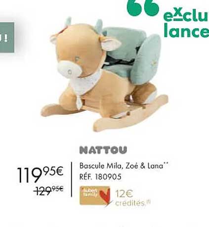 Promo Nattou Bascule Mila Zoé & Lana chez Aubert - iCatalogue.fr