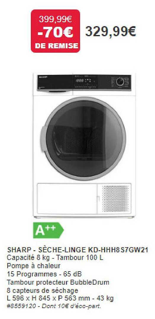 Promo Sèche-linge Kd-hhh8 S7gw21 Sharp chez Costco - iCatalogue.fr