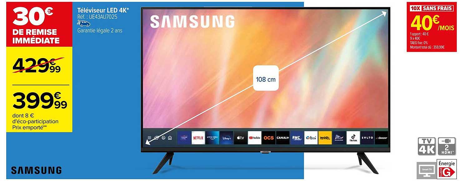 Promo T l viseur Led 4k 108 Cm Samsung Chez Carrefour ICatalogue fr Promo T l viseur Led 4k 108 Cm Samsung Chez Carrefour ICatalogue fr