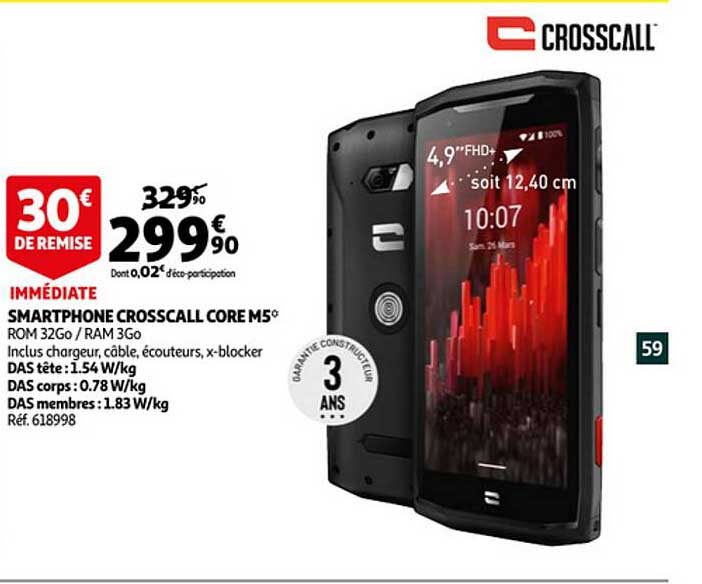 Promo Smartphone Crosscall Core M5 chez Auchan - iCatalogue.fr