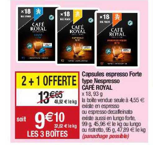 Promo Capsules Espresso Forte Type Nespresso Caré Royal chez Migros ...