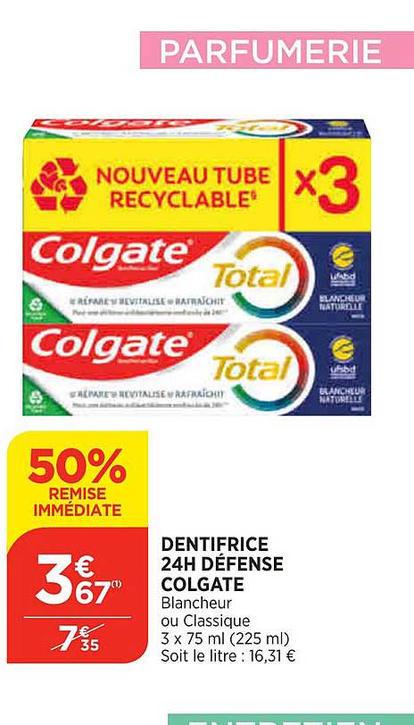 Promo Dentifrice 24h Défense Colgate 50% Remise Immédiate chez ...