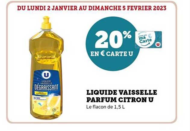 Promo Liquide Vaisselle Parfum Citron U chez Hyper U - iCatalogue.fr