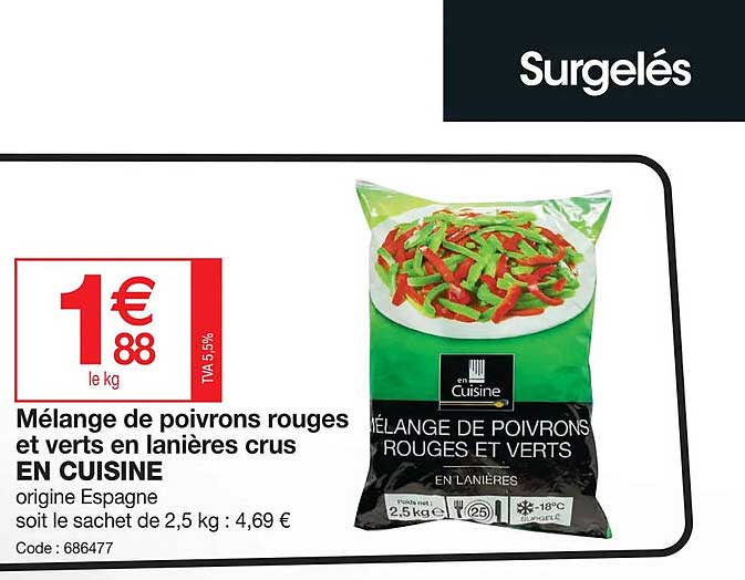 Promo Mélange De Poivrons Rouges Et Verts En Lanières Crus En Cuisine ...