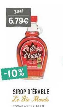 Promo Sirop D'érable Le Bio Monde chez Naturalia - iCatalogue.fr