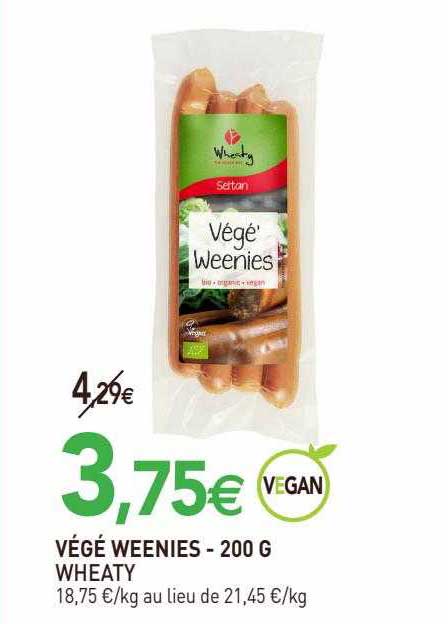Promo Végé Weenies - Wheaty chez NaturéO - iCatalogue.fr