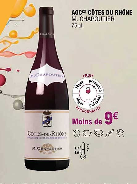 Promo Aoc Côtes Du Rhône M.chapoutier chez E.Leclerc - iCatalogue.fr
