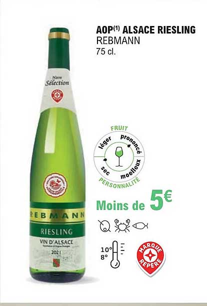 Promo Aop Alsace Riesling Rebmann chez E.Leclerc - iCatalogue.fr