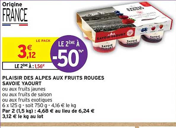 Promo Plaisir Des Alpes Aux Fruits Rouges Savoie Yaourt chez ...
