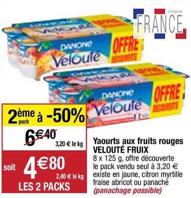 Promo Yaourts Aux Fruits Rouges Velouté Fruix chez Migros France ...