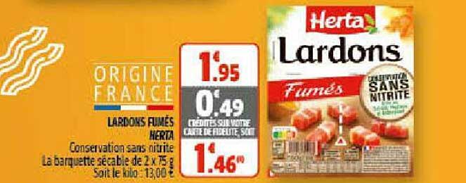 Promo Lardons Fumés Herta chez Coccinelle Supermarché - iCatalogue.fr