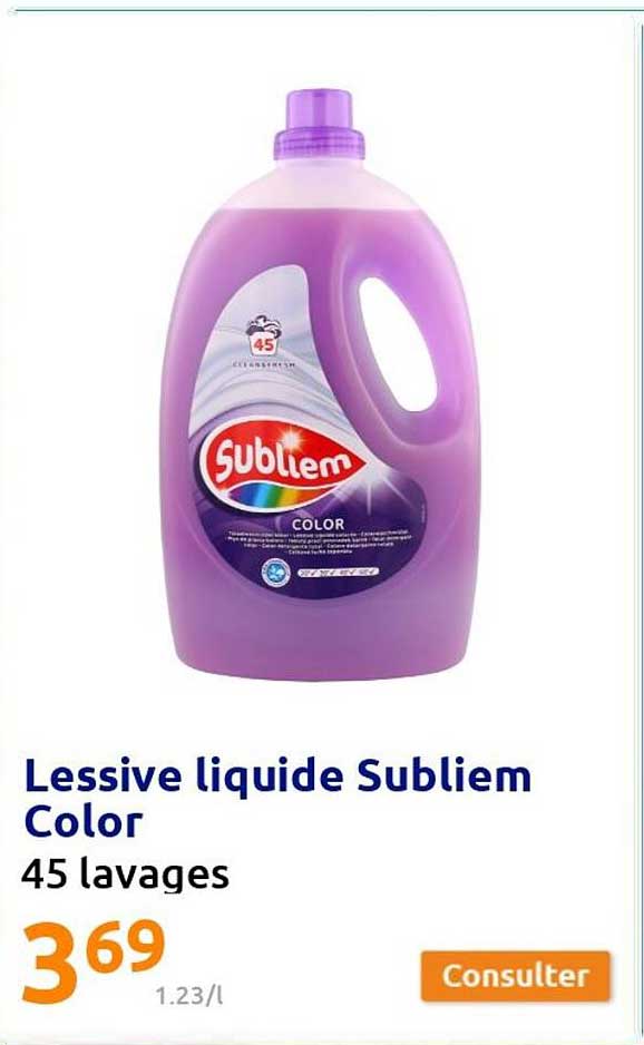 Promo Lessive Liquide Subliem Color chez Action - iCatalogue.fr