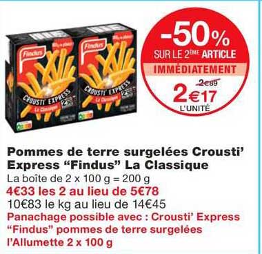 Promo Pommes De Terre Surgelées Crousti' Express "findus" La Classique ...