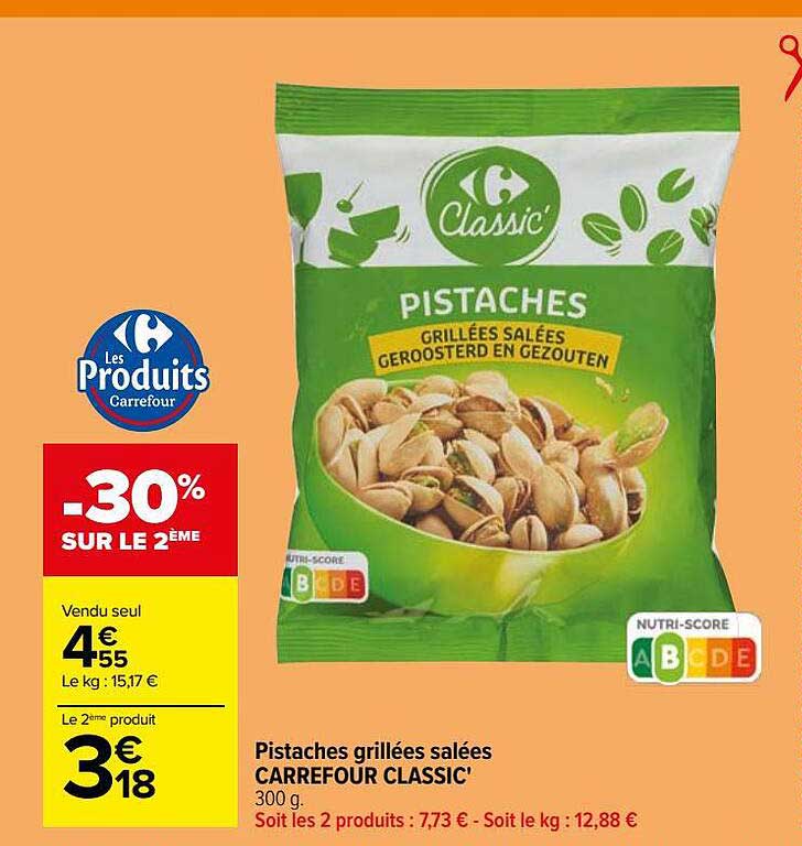Promo Pistaches Grillées Salées Carrefour Classic' chez Carrefour ...