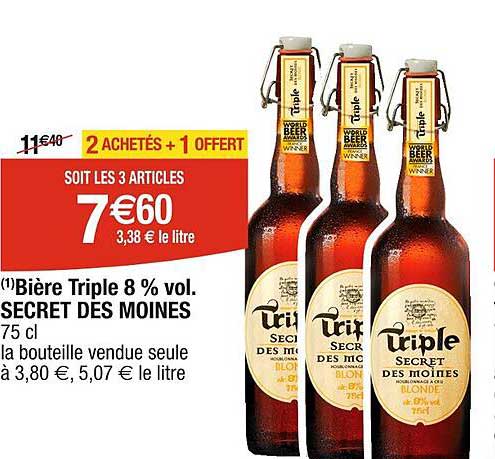 Promo Bière Triple 8% Vol. Secret Des Moines chez Cora - iCatalogue.fr