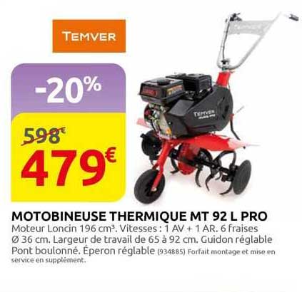 Promo Motobineuse Thermique Mt 92 L Pro Temver chez Rural Master ...