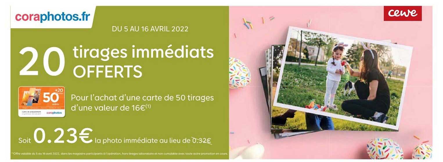 Promo Coraphotos.fr chez Cora - iCatalogue.fr