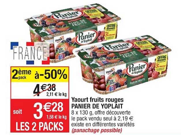 Promo Yaourt Fruits Rouges Panier De Yoplait chez Cora - iCatalogue.fr