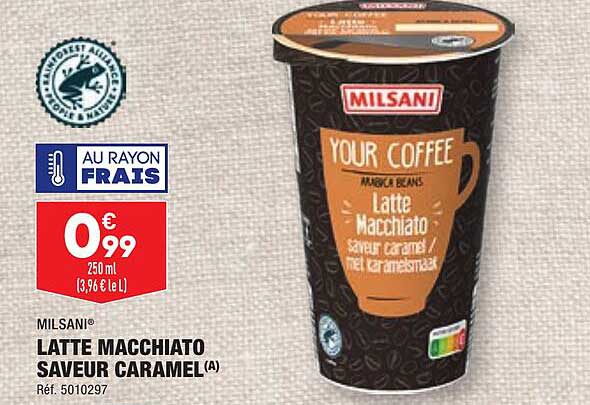 Promo Milsani Latte Macchiato Saveur Caramel chez Aldi - iCatalogue.fr