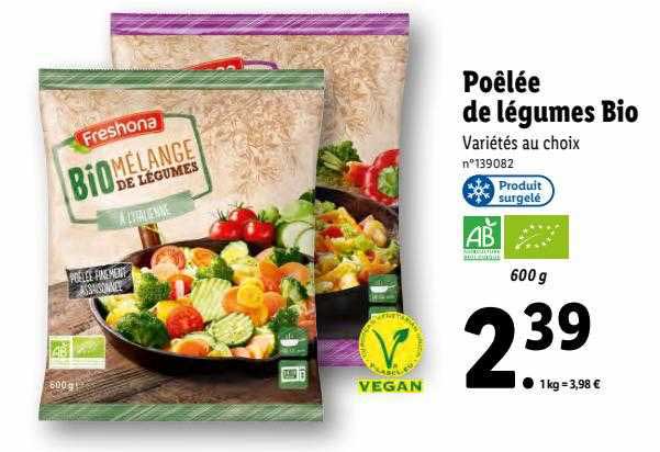 Promo Poêlée De Légumes Bio Freshona chez Lidl - iCatalogue.fr