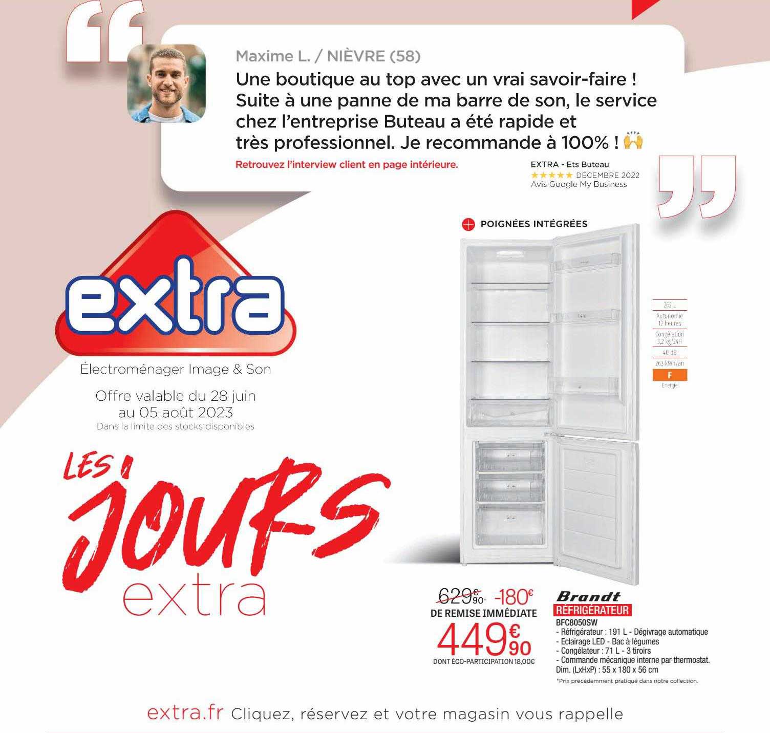 Promo Réfrigérateur Brandt chez Extra - iCatalogue.fr