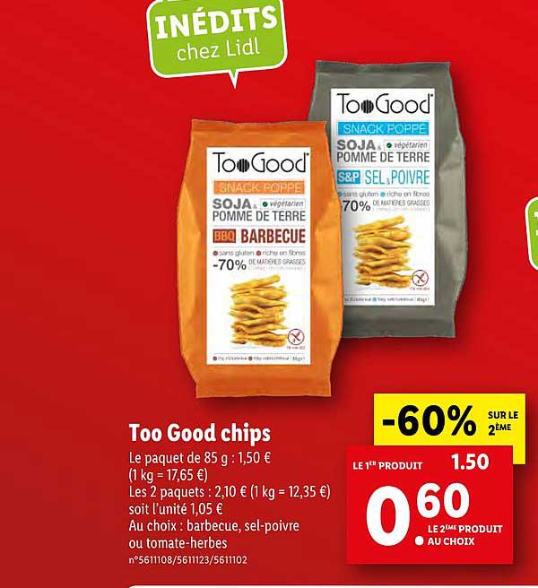 Promo Too Good Chips -60% Sur Le 2ème chez Lidl - iCatalogue.fr