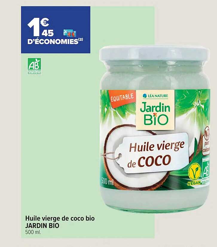 Promo Huile Vierge De Coco Bio Jardin Bio chez Carrefour Express ...