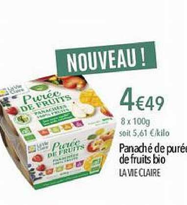 Promo Panaché De Purée De Fruits Bio La Vie Claire chez La Vie claire ...