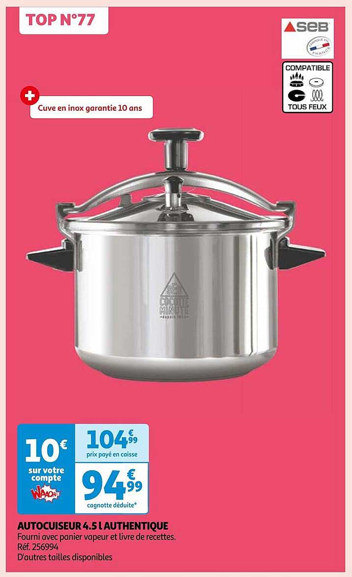 Promo Autocuiseur 4.5 L Authentique Seb chez Auchan - iCatalogue.fr