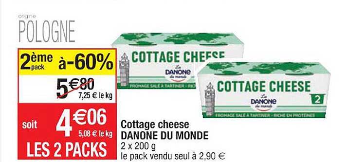 Offre Cottage Cheese Nature Danone chez Carrefour Market