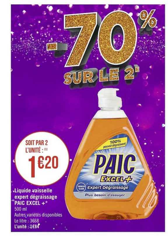 Promo Liquide Vaisselle Expert Dégraissage Paic Excel + chez Casino ...