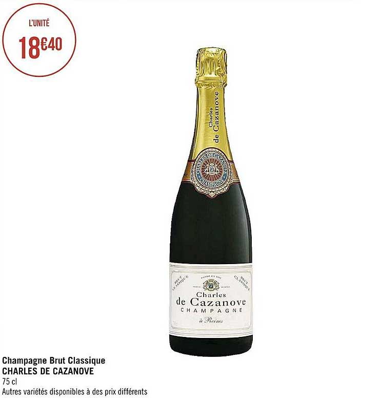 Promo Champagne Brut Classique Charles De Cazanove chez Casino ...