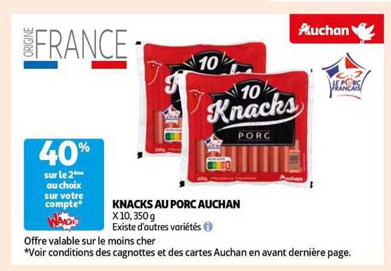 Promo Knacks Au Porc Auchan chez Auchan - iCatalogue.fr